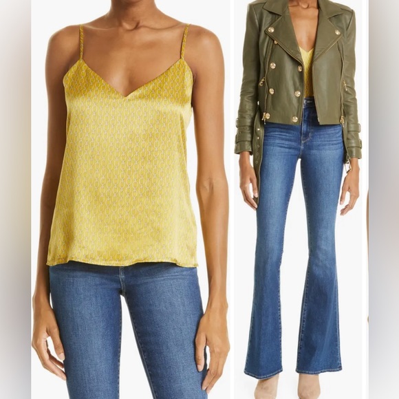 L'AGENCE | Tops | Lagence Jane Chain Print Silk Camisole In Goldchamp ...
